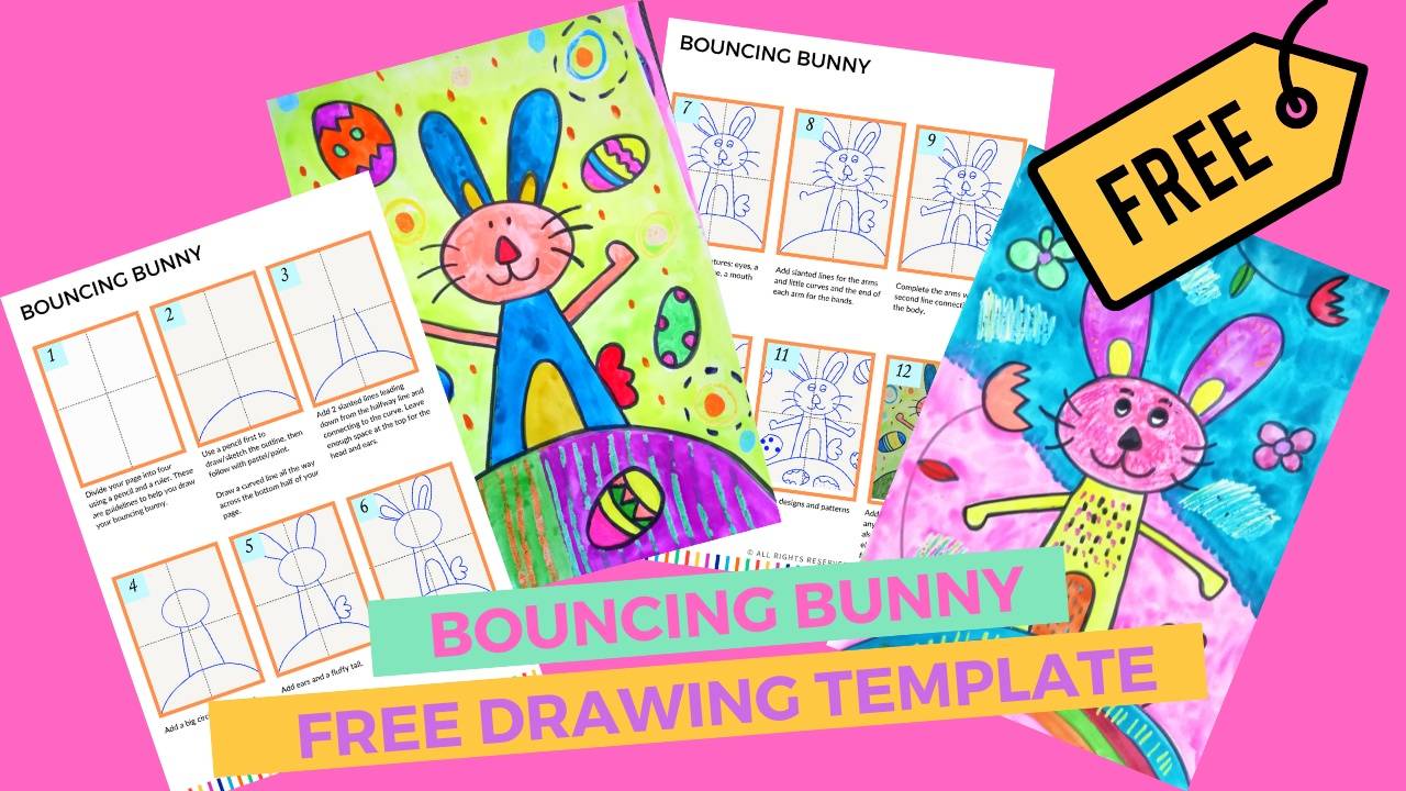 FREE Bouncing Bunnies Art Lesson Instruction Template