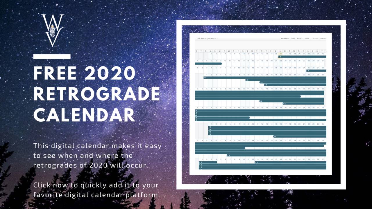 2020 Retrograde Calendar