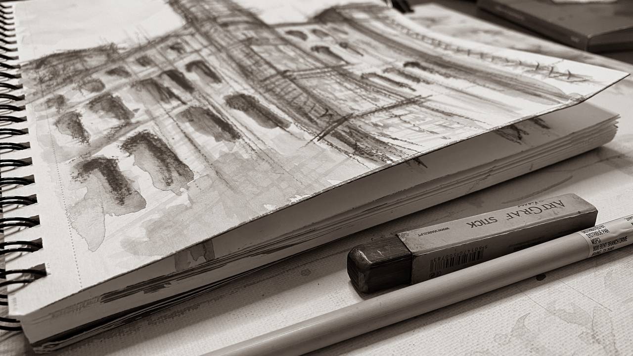 Domino Park 1 - Ink and Graphite Sketch