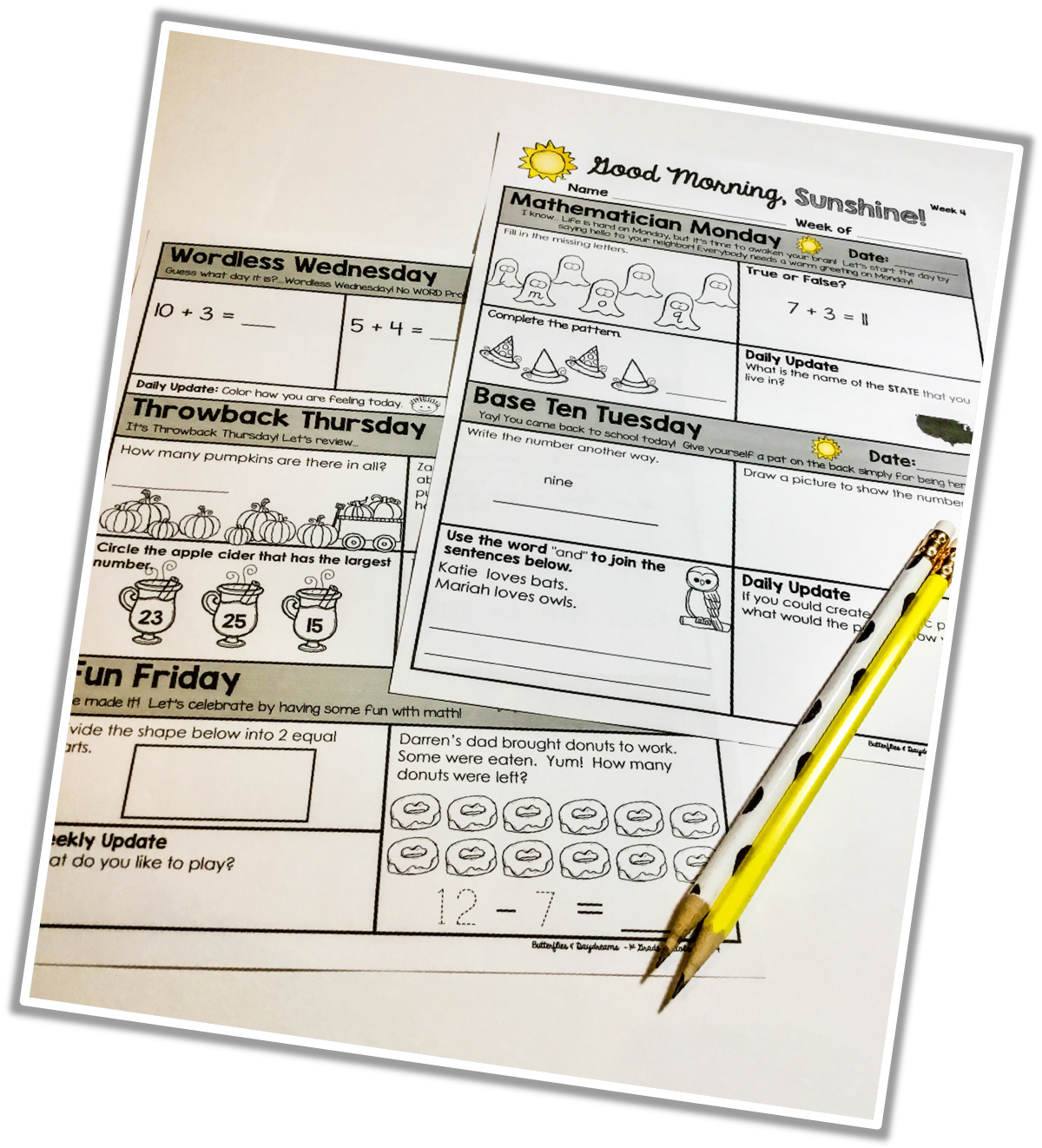 1st Grade ELA Math Morning Work