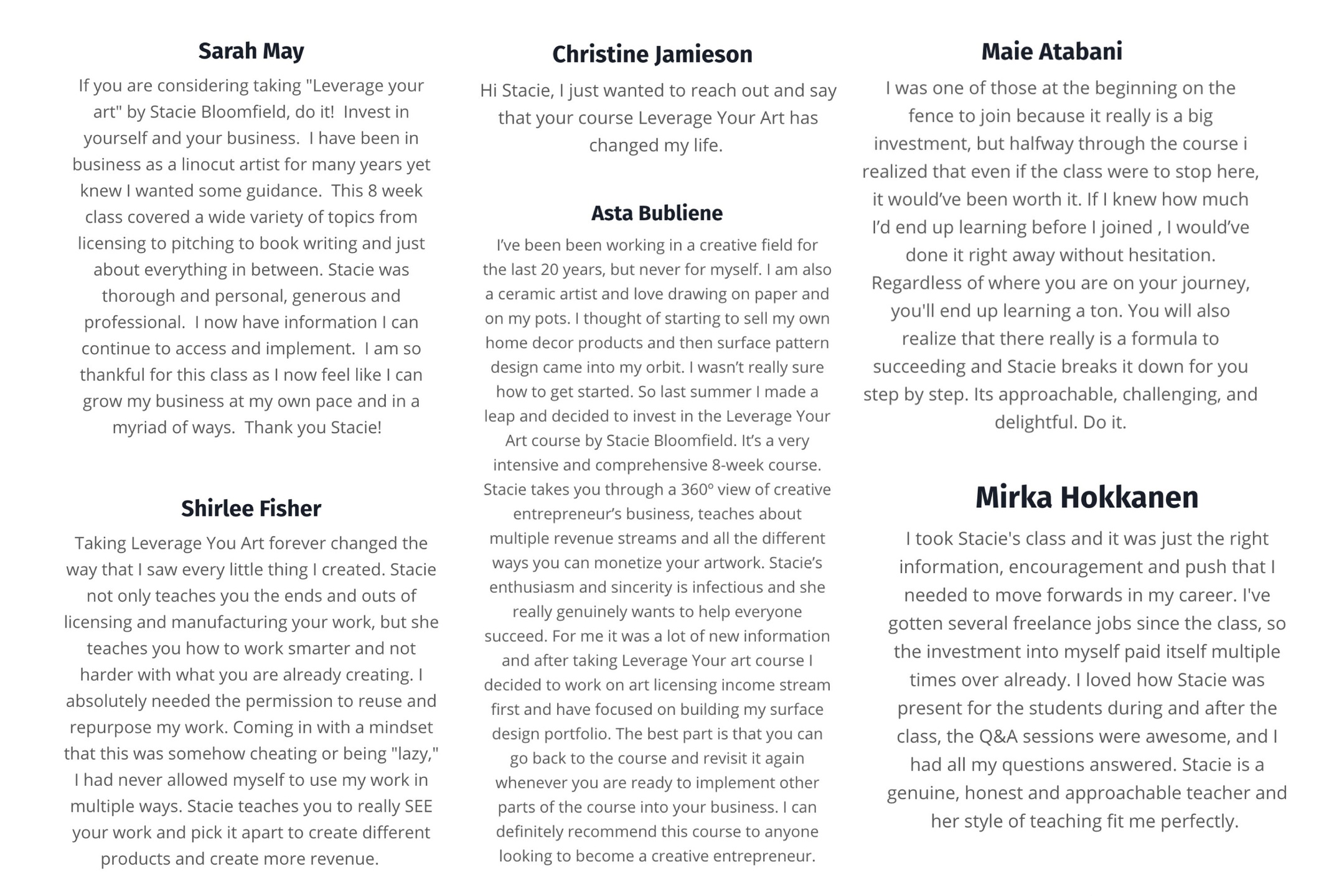 Leverage Your Art E-Course