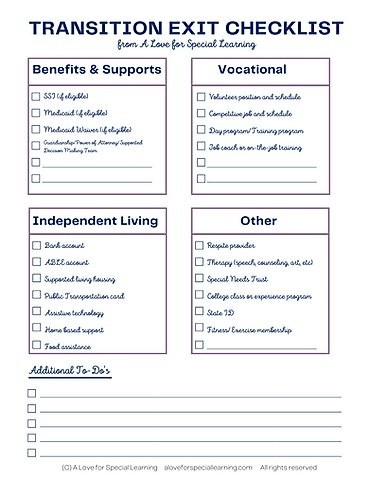 ExitChecklist | Love Special Learn