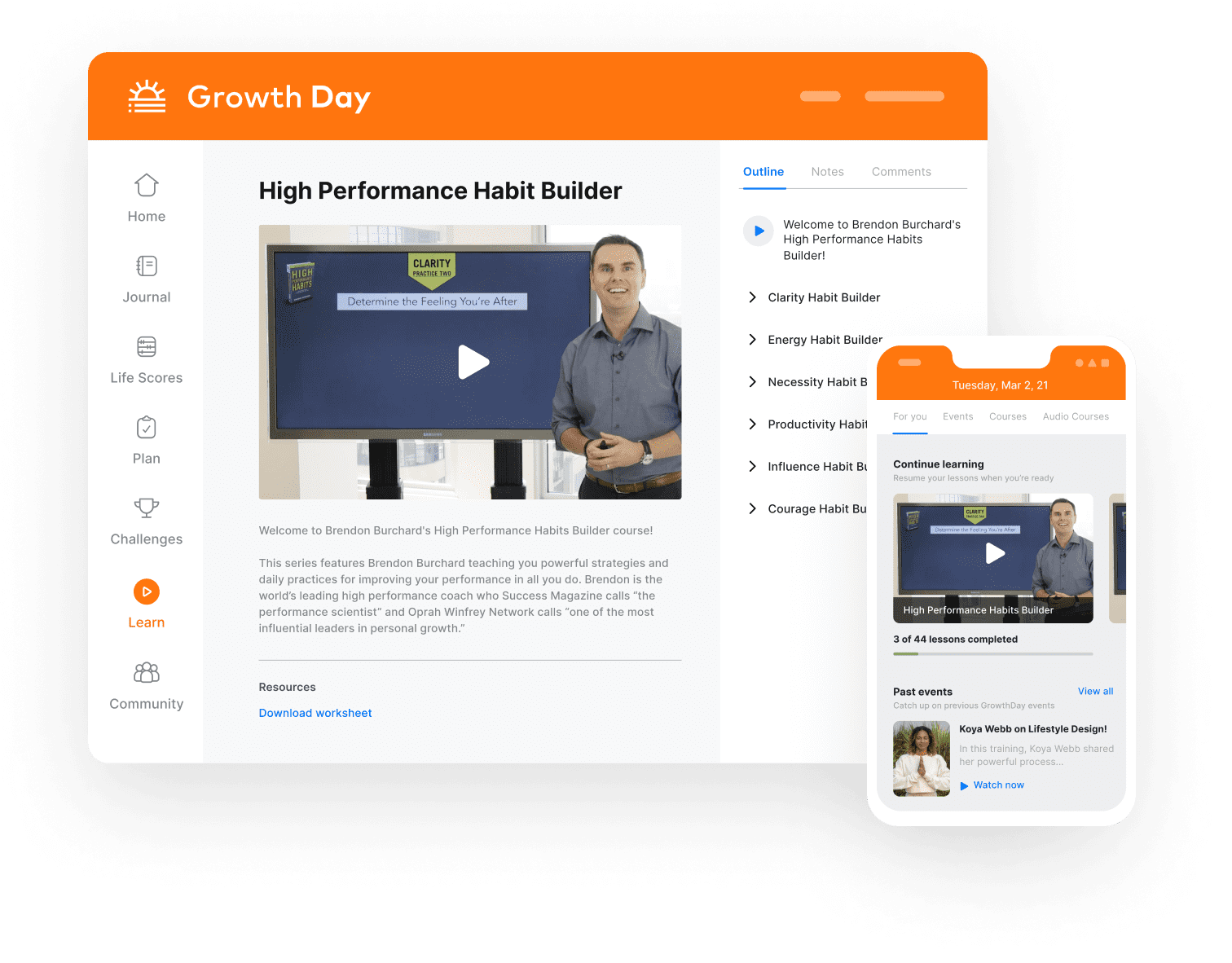 Personal Development App | GrowthDay | Brendon Burchard