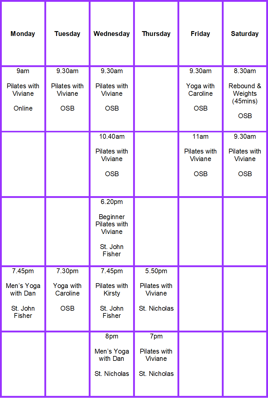 Viva Pilates Timetable