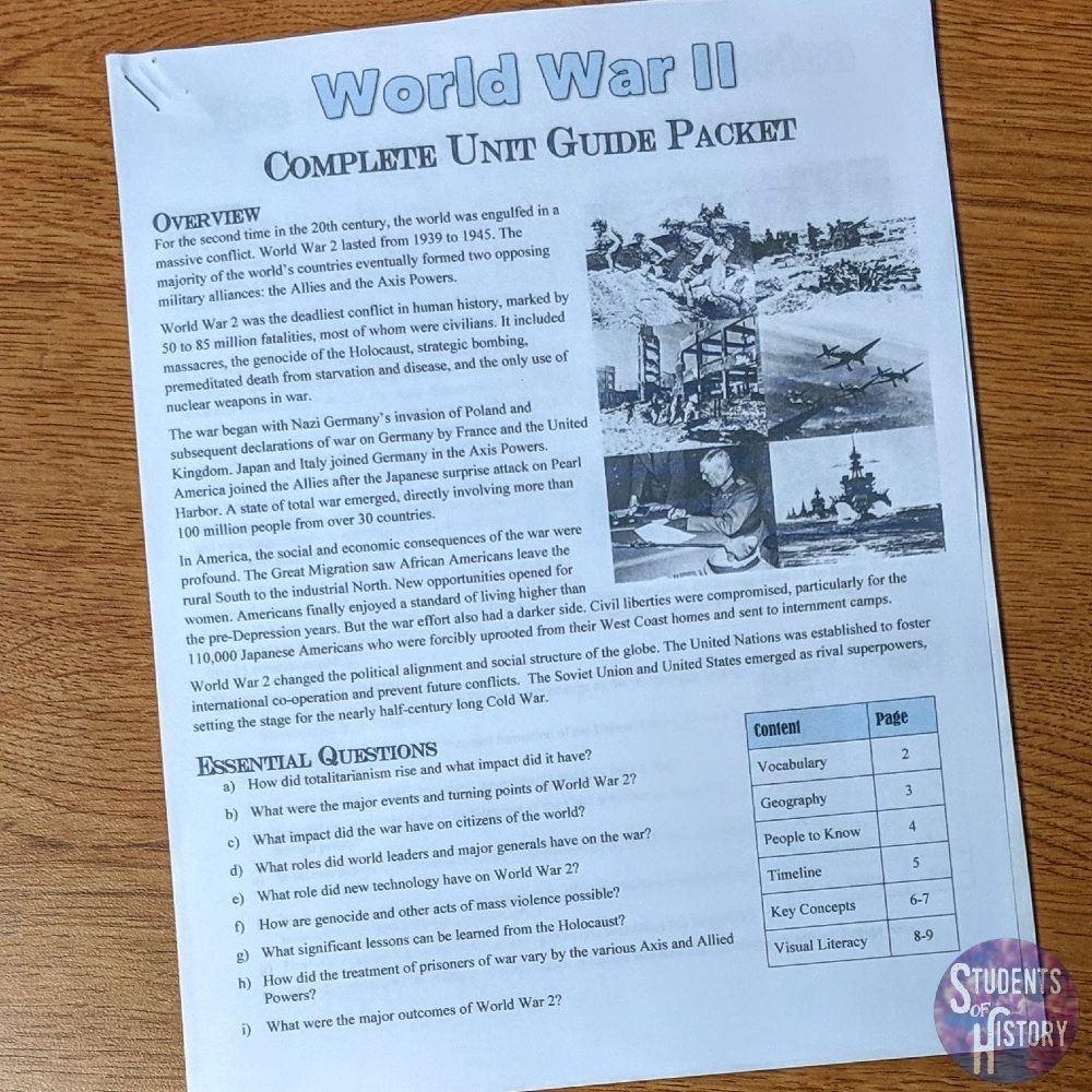 World War 2 Unit Plan For World Or US History