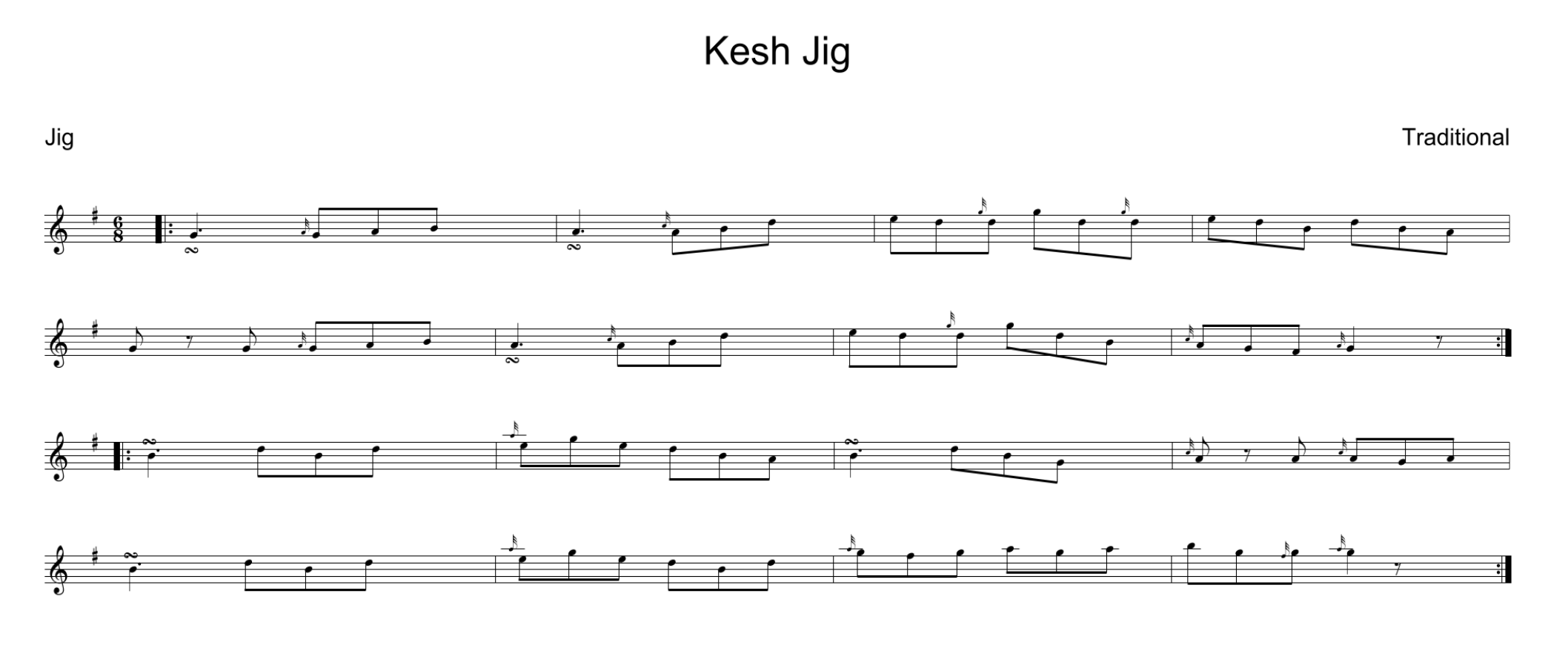 Kesh Jig tin whistle sheet music