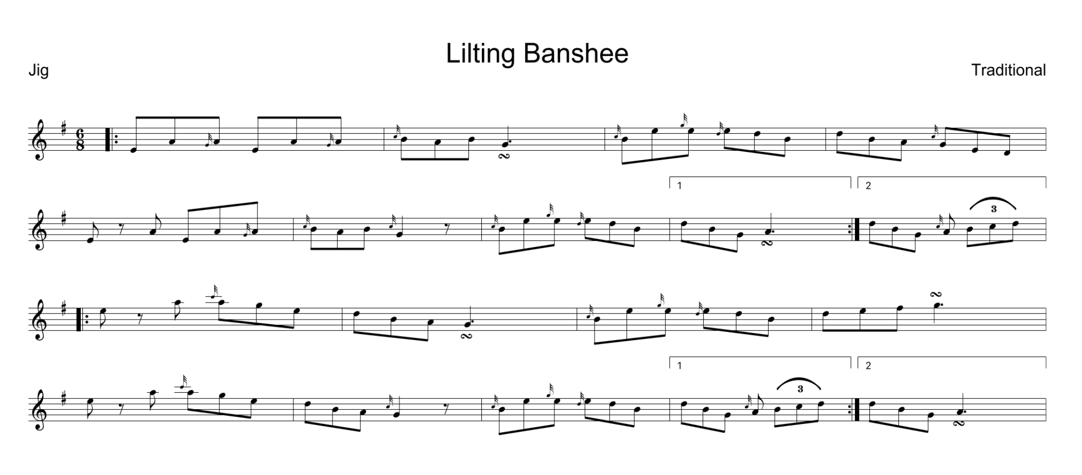 Lilting Banshee tin whistle sheet music