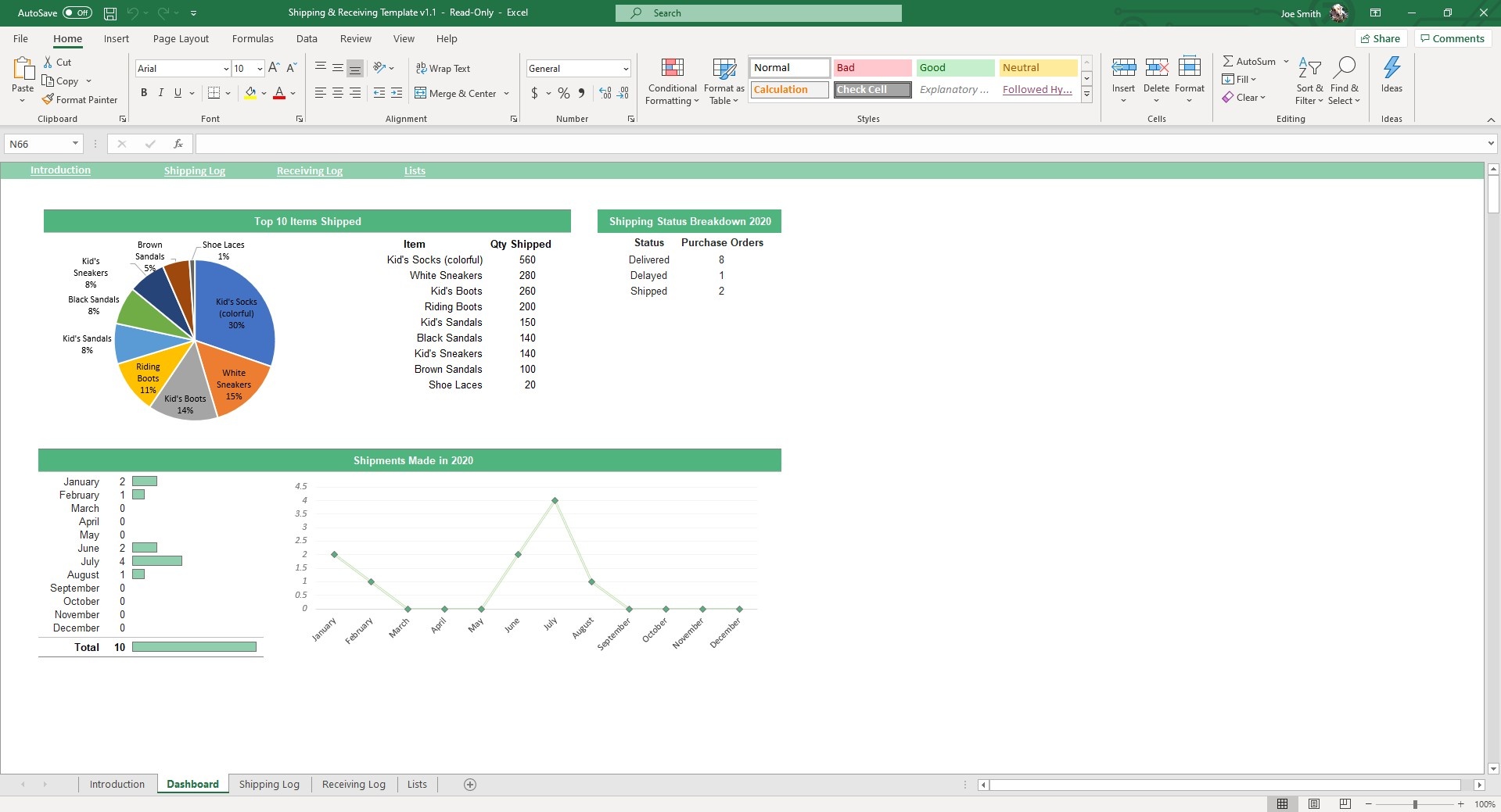 Shipment Tracking Excel Template